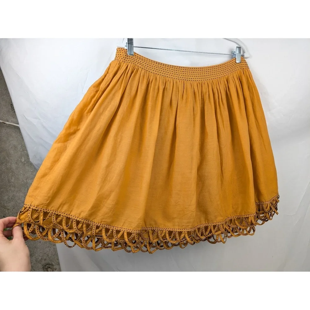 ECI | Skirts | Boho Mini Skirt Gold Yellow 2p Silk Scalloped Festival ...